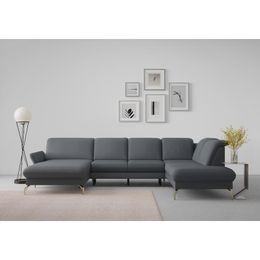 Sit & More sit&more Wohnlandschaft &raquo;Fashion U-Form&laquo; wahlweise mit Kopfteilverstellung, Vorziehsitz, motorisch, Nickelf&uuml;&szlig;e grau B/H/T: 338cm x 84cm x 207cm, Soft 