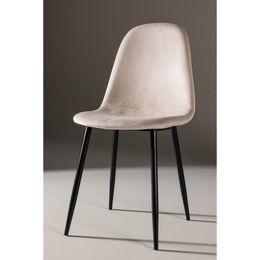 Esszimmerstuhl &raquo;Polar, 2er-Set Esszimmerst&uuml;hle in Beige-Samt, 150 kg belastbar&laquo; () 2 Stk.Polsterstuhl, Samt-Bezug, Metallbeine, abgerundet, modern 