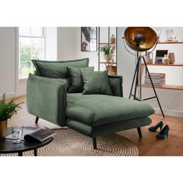 Home Affaire Loveseat &raquo;Lazio&laquo; moderner Sessel mit einer bequemen Polsterung, 2 Stk. Zierkissen gr&uuml;n 100% Polyester Velours, Bezugsfarbe dunkelgr&uuml;n, B/
