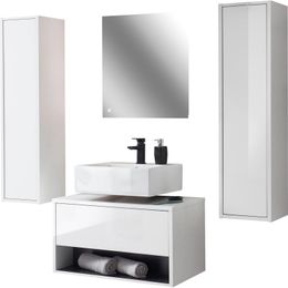 Home Affaire Badm&ouml;bel-Set &raquo;Studio Line, Bad im modernen Design, 4-teiliges Badezimmer&laquo; 4 Stk. tlg. wei&szlig; Einheitsgr&ouml;&szlig;e