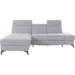 OTTO home Ecksofa &raquo;Cardiz L-Form&laquo; inkl.Kopfteilverstellung und Federkern wahlweise mit Schlaffunktion silber Webstoff (100% Polyester);Luxus-