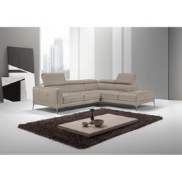 Egoitaliano Ecksofa &raquo;Claudie, Designsofa mit extrakomfortablem Sitzkomfort, L-Form&laquo; Inkl. Kopfteilverstellung, L-Form grau Luxus-Microfaser (100% Polyester) Leder