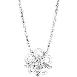 Amor Damen Kette mit Anh&auml;nger &raquo;Blume&laquo; mit Zirkonia (synth.) silber Silber 925 (Sterlingsilber), L: 45 B: 1mm