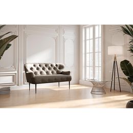 OTTO home 2-Sitzer &raquo;Amber&laquo; mit Knopfheftung,in verschieden Stoffarten grau 100% Polyester B/H/T: 153cm x 97cm x 87cm, Luxus-Microfaser Vintageoptik