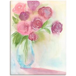 Artland Leinwandbild &raquo;Leuchtener Strau&szlig; II&laquo; Blumen 1 Stk. tlg. auf Holzrahmen gespannt rot Leinwand B/H/T: 60cm x 80cm, Leinwandbild Blumen Hochformat, 1 Stk.