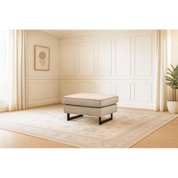 OTTO home Polsterhocker &raquo;Pinto&laquo; mit Keder, Metallf&uuml;&szlig;en und auch in Cord Bezug erh&auml;ltlich grau Luxus-Microfaser in Lederoptik (100% Polyester);Cord (92
