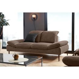 W.Schillig 2-Sitzer &raquo;enjoy&MORE&laquo; Sitztiefenverstellung, F&uuml;&szlig;e bronze pulverbeschichtet, Breite 202 cm braun Chenille-Flachgewebe R66 (85% Polyester, 15