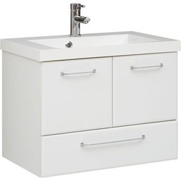 Waschtisch &raquo;Quickset Mineralmarmor-Waschtisch mit Unterschrank, 74 cm breit&laquo; Wachplatz, Griffe Chrom Glanz, inkl. T&uuml;rd&auml;mpfer, 2 T&uuml;ren, 1 Schublade 