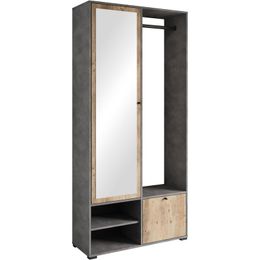 Home Affaire Garderobenschrank &raquo;DINO Kompaktgarderobe, Garderoben-Set DINO&laquo; Mit Spiegel und Kleiderstange, 90 cm breit, T&uuml;ranschlag wechselbar grau 