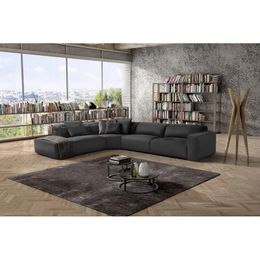 Egoitaliano Ecksofa &raquo;Beverly, extravangantes Designsofa mit erstklassigem Sitzkomfort&laquo; wahlweise mit elektrischer Relaxfunktion, Kopfteilverstellung schwarz Leder
