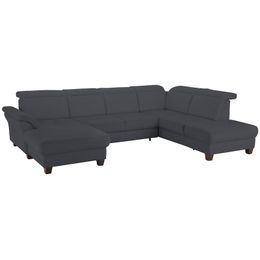 OTTO home Wohnlandschaft &raquo;Solvei U-Form&laquo; Sitztiefenverstellung und Federkern, wahlweise Kopfteilverstellung grau Struktur (100% Polyester);Luxus-