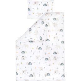Julius Z&ouml;llner Kinderbettw&auml;sche &raquo;Mountain Bear&laquo; 2 Stk. mit niedlichem Muster wei&szlig; Renforc&eacute;, Obermaterial: 100% Baumwolle B/L: 100cm x 135cm, 1 Stk., 1 Stk., Renforc&eacute;