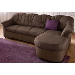 DOMO collection Ecksofa &raquo;FLORES Schlafsofa, 233x142x86 cm, L-Form&laquo; whlw. mit Bettfunktion, whlw. mit Federkern braun Kunstleder SOFTLUX / Struktur ( 