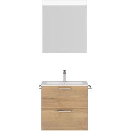Nobilia Badm&ouml;bel-Set &raquo;Tolvina&laquo; vormontiert, mit Soft-Close, 2 Stk. tlg. braun B/H/T: 61cmcm x 169cmcm x 48,7cmcm, Griffe edelstahlfarbig