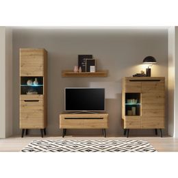 Home Affaire Wohnwand &raquo;Torge, Anbauwand, Schrankwand, Mediawand, Wohnzimmer-Set&laquo; Set, 4 Stk. tlg. schwarz B/H/T: 344cmcm