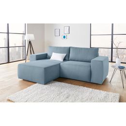LOOKS by Wolfgang Joop Ecksofa &raquo;LooksII kubisch, bequem, strapazierf&auml;hige Bez&uuml;ge, Breite 242cm, L-Form&laquo; geradlinig und komfortabel blau Feinstruktur 