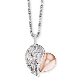 Engelsrufer Damen Kette mit Anh&auml;nger &raquo;HERZFL&Uuml;GEL&laquo; mit Zirkonia (synth.) rosa Silber 925 (Sterlingsilber), L: 44