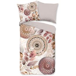 HIP Wendebettw&auml;sche &raquo;Afina&laquo; 3 Stk. Mako-Satin, Rei&szlig;verschluss, Wendeoptik, Mandala, Neutral, Grau grau Mako-Satin, Obermaterial: 100% Baumwolle B/L: 