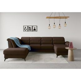 Sit & More sit&more Wohnlandschaft &raquo;Sinatra U-Form&laquo; optional mit Kopfteilverstellung und Armteilfunktion, Metallf&uuml;&szlig;e braun 100% Polyester B/H/T: 326cm x 85cm x 
