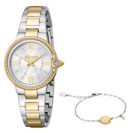 JUST cavalli time Damen Quarzuhr &raquo;Primavera&laquo; Armbanduhr, Damenuhr, Edelstahlarmband, Ideal auch als Geschenk silber Einheitsgr&ouml;&szlig;e