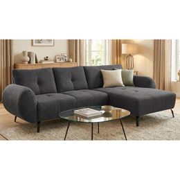 OTTO home Ecksofa &raquo;Viborg 261 x 140 cm, mit Steppungen, elegant, modern&laquo; L-Form, pflegeleichter Bezug, hohe F&uuml;&szlig;e - passend f&uuml;r Saugroboter! grau 100% 