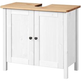 Welltime Waschbeckenunterschrank &raquo;Landhaus Sylt, Badschrank, Badm&ouml;bel, FSC -zertifiziert&laquo; Badm&ouml;bel im Landhaus-Stil, Breite 64 cm, aus Massivholz wei&szlig;