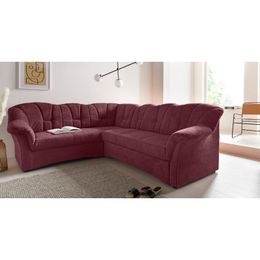 DOMO collection Ecksofa &raquo;Papenburg B/T/H: 242/190/84 cm L-Form&laquo; wahlweise mit Bettfunktion, Langer Schenkel links oder rechts lila Struktur ( 90% 
