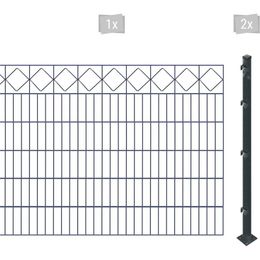 Arvotec Doppelstabmattenzaun &raquo;ESSENTIAL 120 zum Aufschrauben "Karo" mit Zierleiste&laquo; Zaunh&ouml;he 120 cm, Zaunl&auml;nge 2 - 60 m grau Kunststoff, Stahl H/L: 120cm x 2m