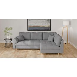 Home Affaire Ecksofa &raquo;CHARRE L-Form mit Ottomane, Ma&szlig;e B/T/H: 231/161/81 cm&laquo; feine Steppung, lose R&uuml;cken- und Zierkissen, auch in Cord und Boucl&eacute; grau
