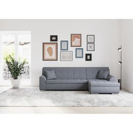 DOMO collection Ecksofa &raquo;TREVISO viele Bez&uuml;ge, auch in Cord, L-Form, 267x178 cm&laquo; mit Bettfunktion, inkl. Zierkissen, Unser Dauertiefpreis grau 95% 
