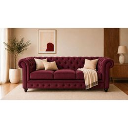 OTTO home Chesterfield-Sofa &raquo;Chesterfield 3-Sitzer B/T/H: 198/89/74 cm&laquo; mit hochwertiger Knopfheftung, auch in Leder rot 100% Polyester B/H/T: 198cm x