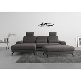 Sit & More sit&more Ecksofa &raquo;Cinturo L-Form&laquo; inklusive Sitztiefenverstellung und Federkern, Sitzh&ouml;he 45 cm grau B/H/T: 283cm x 88cm x 175cm, Luxus-Microfaser 