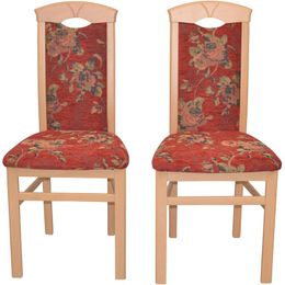 HOFMANN LIVING AND MORE Esszimmerstuhl (Set) 2 Stk. rot Polyester B/H/T: 45cm x 95cm x 49cm, 2 Stk., Polyester Webstoff gemustert