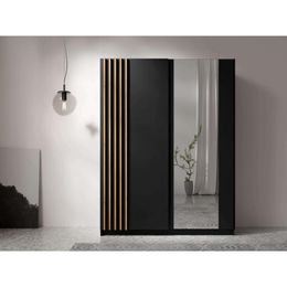 Home Affaire Kleiderschrank &raquo;Kleiderschrank Charisy mit Spiegel, 4 Einlegeb&ouml;den und Kleiderstange&laquo; Garderobe mit 2 Schwebet&uuml;ren und Lamellen, B/H/T 