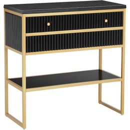OTTO home Sideboard &raquo;Fleuriss&laquo; Keramikplatte, goldenes Gestell, FSC-zertifiziertem Holz, Breite 80 cm schwarz B/H/T: 80cm x 80cm x 35cm, Eukalyptus