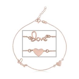 Firetti Fu&szlig;kette &raquo;Schmuck Geschenk Silber 925 K&ouml;rperschmuck Herz+LIEBE Ankerkette&laquo; rosa Silber 925 (Sterlingsilber) Fu&szlig;kette