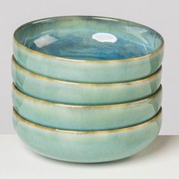 gipfelst&uuml;ck M&uuml;slischale &raquo;Tiefer See&laquo; 4 Stk. aus Steinzeug Scandi-Style, gl&auml;nzende Reaktivglasur, jedes St&uuml;ck ein Unikat bunt Steinzeug &Oslash; 16cm