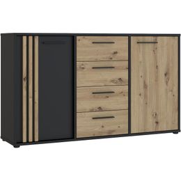 FORTE Sideboard &raquo;Cardigan&laquo; Sideboard, 2 farbig, Stauraum, Schubkasten, Soft Close,Breite 142,6cm schwarz Holzwerkstoff B/H/T: 142,6cm x 82,3cm x 