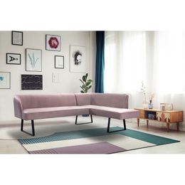 exxpo - sofa fashion Eckbank &raquo;Americano&laquo; mit Keder und Metallf&uuml;&szlig;en, Bezug in verschiedenen Qualit&auml;ten pink B/H/T: 270cm x 83cm x 197cm, Samtvelours, 
