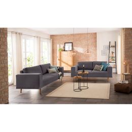 Home Affaire 3-Sitzer &raquo;Lasse&laquo; im scandinavischem Stil mit Holzf&uuml;&szlig;en grau Struktur fein( 100% Polyester);Filzoptik (100% Polyester);Luxus-Microfaser (