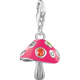 Thomas Sabo Damen Thomas Sabo Charm-Einh&auml;nger &raquo;Charm Bunter Pilz&laquo; mit Glas-Keramik Stein, Zirkonia (synth.), Rubin (synth.) silber Einheitsgr&ouml;&szlig;e