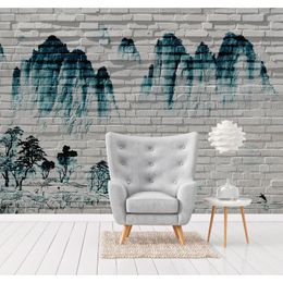 A.S. Cr&eacute;ation Vliestapete &raquo;Fototapete Asiatische Landschaft Ziegeloptik&laquo; matt strukturiert grau Vlies B/L: 2,55m x 3,5m, Rollen: 1
