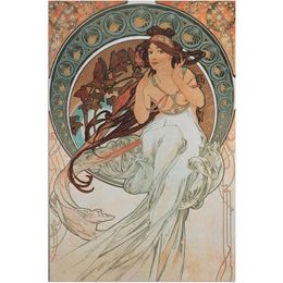 Artland Alu-Dibond-Druck &raquo;Vier K&uuml;nste: Die Musik. 1898&laquo; Frau 1 Stk. tlg. f&uuml;r Innen- und Au&szlig;enbereich geeignet, Outdoorbild beige B/H/T: 60cm x 90cm, Alu-
