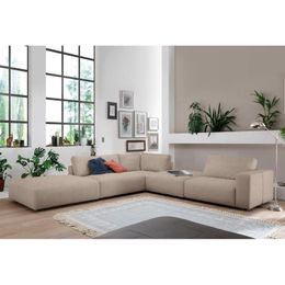 Musterring Ecksofa &raquo;LUCIA L-Form&laquo; in vielen Qualit&auml;ten und 4 verschieden N&auml;hten beige Flachgewebe FLORIS (100% Polyester);Flachgewebe VALMONT (60% Baumwolle/ 40%
