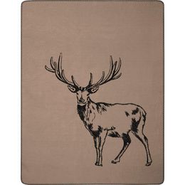 Biederlack Wohndecke &raquo;Deer&laquo; mit Zierstich grau Baumwolle, Polyester B/L: 150cm x 200cm