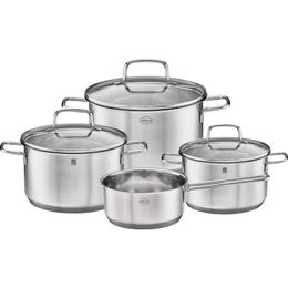 R&ouml;sle R&Ouml;SLE Topf-Set &raquo;Basic Line&laquo; Set, je 1 Kochtopf &Oslash; 16/20/24 cm, 1x Stielkasserolle &Oslash; 16 cm,, 4 Stk. tlg. Edelstahl 18/10 silber Einheitsgr&ouml;&szlig;e