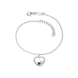 Engelsrufer Damen Armband &raquo;Yin Yang Herz&laquo; Made in Germany - mit Zirkonia (synth.) schwarz 20cm, Silber 925 (Sterlingsilber)