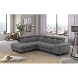 COTTA Ecksofa &raquo;Emma L-Form, B: 262 cm&laquo; mit Kopfteilverstellung, optional Schlaffunktion & Bettkasten grau B/H/T: 262cm x 97cm x 215cm, Struktur weich,