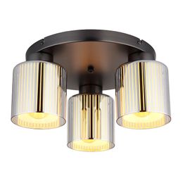 Globo LIGHTING Deckenleuchte &raquo;FELICIA&laquo; E27 1 Stk. Deckenleuchte Schwarz/Chrom, Glas opal/verchromt, E27 schwarz 3, &Oslash; 34,5cm H: 17,5cm, 1 Stk.