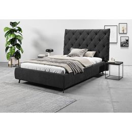 Home Affaire Polsterbett &raquo;Maxime, in 4 Breiten bis 200cm, auch in Leder&laquo; Kopfteilh&ouml;he 143 cm, belastbar bis 280 kg, auch in &Uuml;berl&auml;nge 220cm schwarz 96